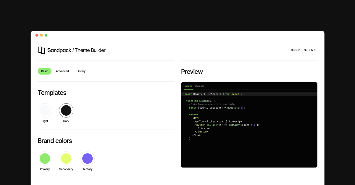 Sandpack Theme Builder